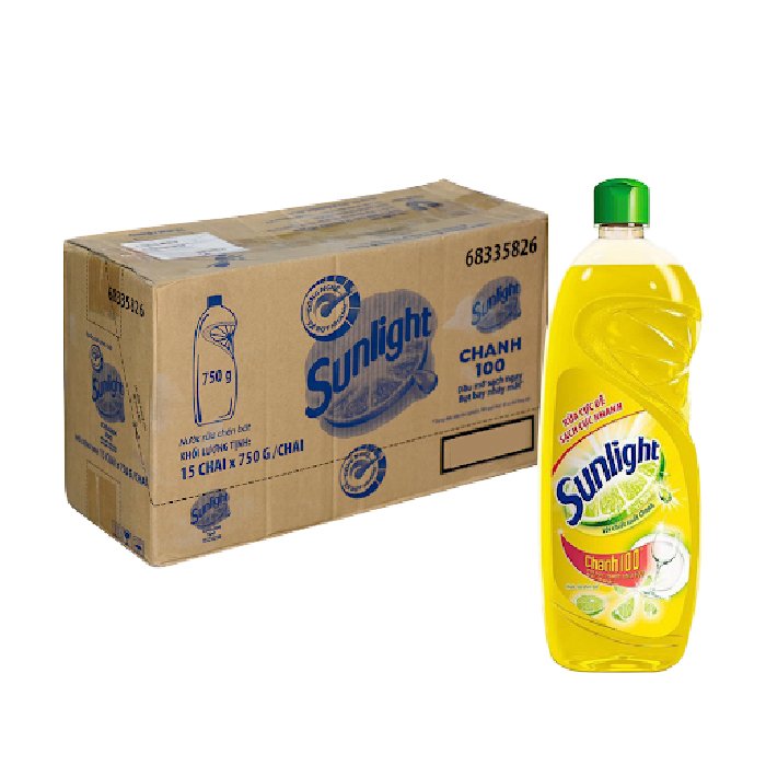 [Thùng] Nước Rửa Chén Sunlight Hương Chanh 750g x 15 Chai | Kamereo