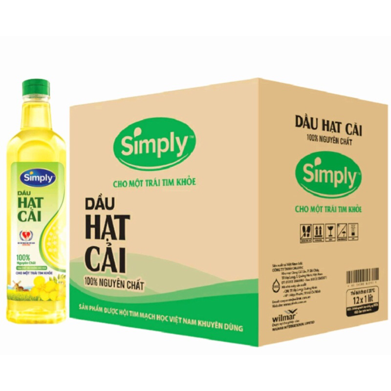 [Thùng] Dầu Hạt Cải Simply 1L x 12 Chai | KAMEREO