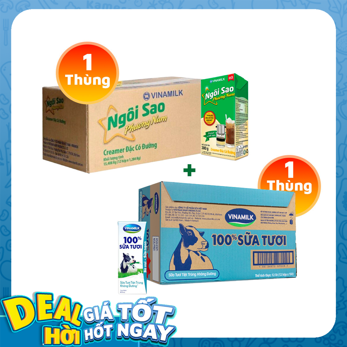 Combo 1 [Carton] Condensed Milk Ngôi Sao Phương Nam 1284g*12 boxes + 1 ...